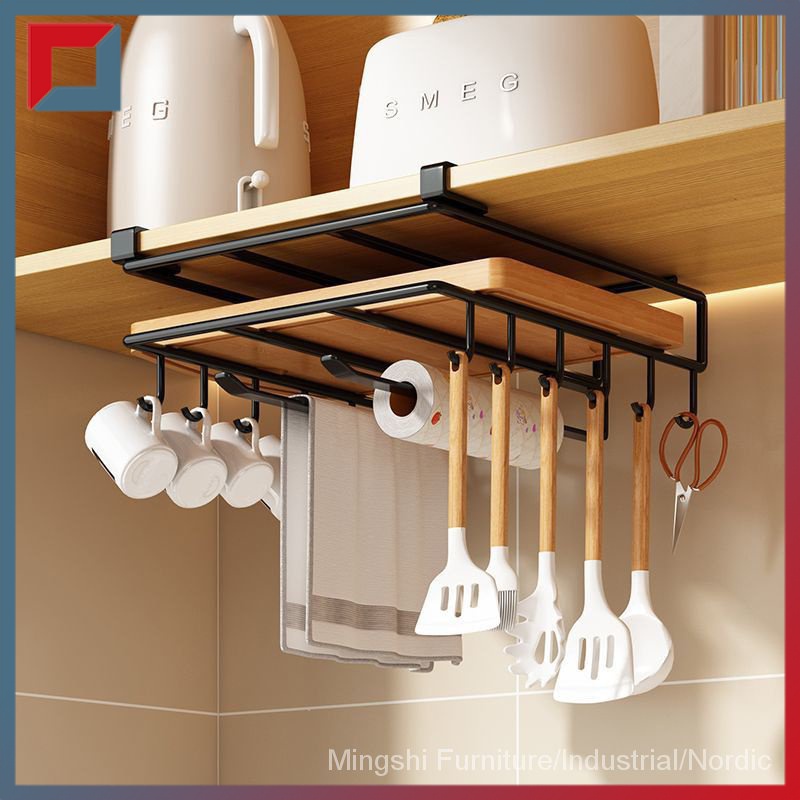 Cutting board rack under non punching cabinet hanging kitchen storage ...