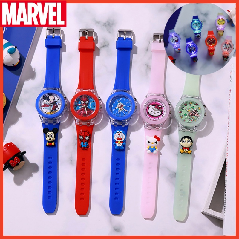 Kid's Watch Marvel Spiderman Watch LED Light for Boys Girls Students ...