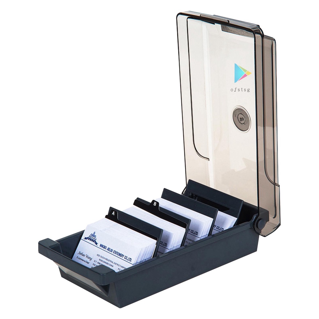 [Ofio]JIELISI Name Card Box Business Card Holder For Desk With Dividers ...
