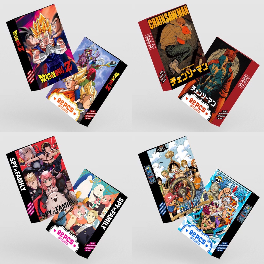 92pcs/box ONE PIECE Dragon Ball HARUTO SPY FAMILY Stickers Photocards ...