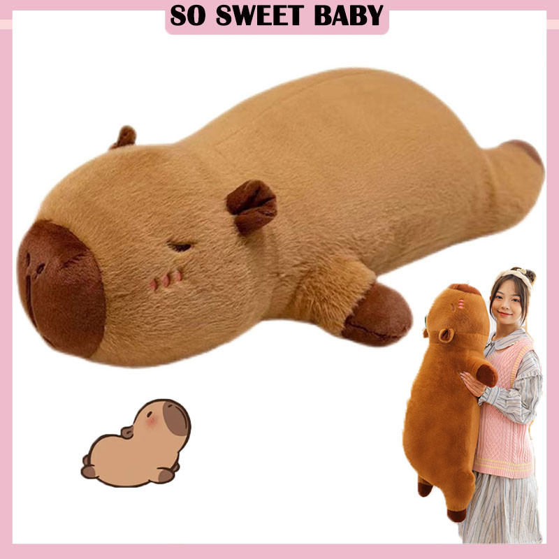 Get Down Capybara Plush Toy Capybara Long Pillow Plushie Kid Sleeping ...