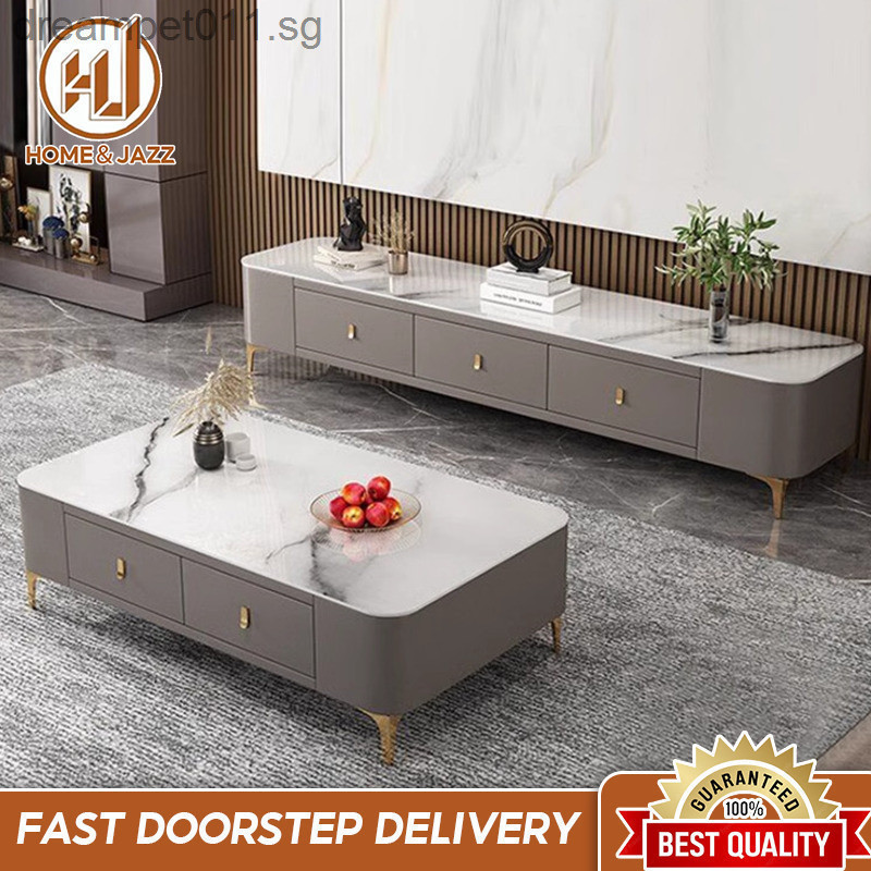 HomeK [Marble Countertop]1.6m-2.0m TV Cabinet Living Room Coffee Table ...