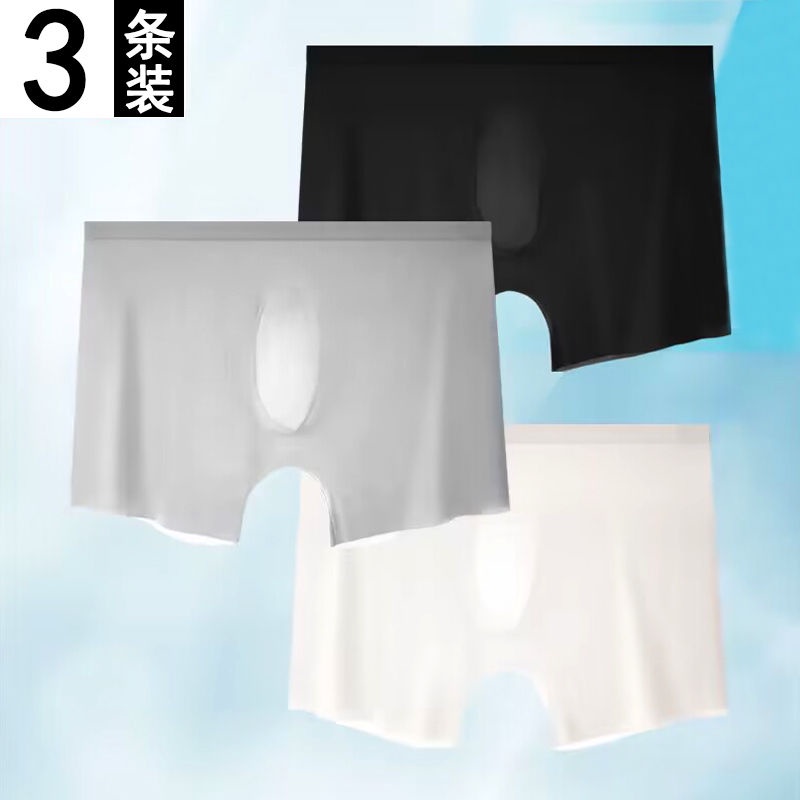 Underwear Men's Underwear 3d Molded One-Piece Seamless Ice Silk Boxer ...