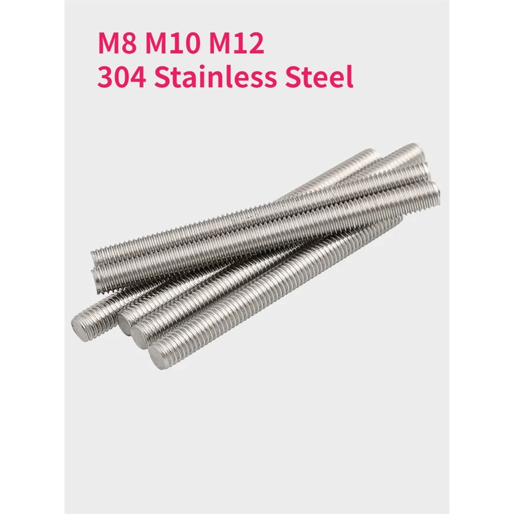1pcs M8 M10 M12 304 Stainless Steel Screw Rod Full Thread Bolt Full ...