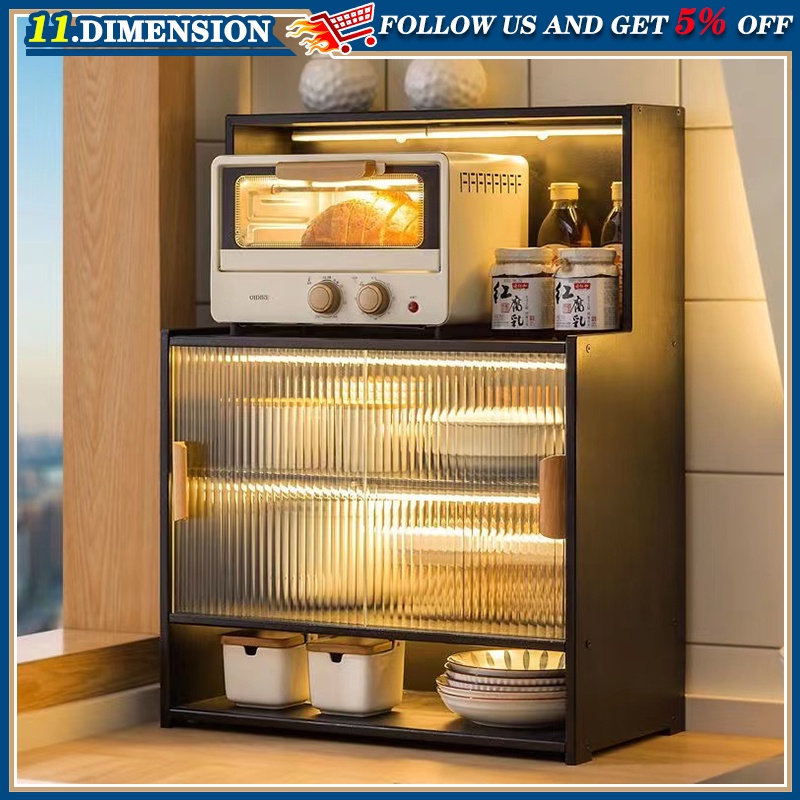 Sliding Door Kitchen Shelf Cabinet Black Table Top Cabinet Cup Rack ...