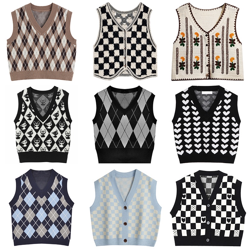 (Free Gift) Spring Retro V-neck Vest for Women Autumn Layered Knitted ...