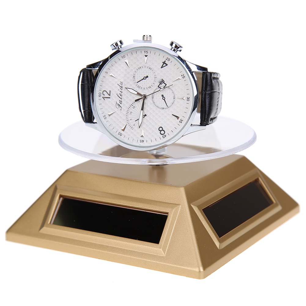 Solar Power Showcase 360 Turntable Rotating Jewelry Watch Ring Display ...