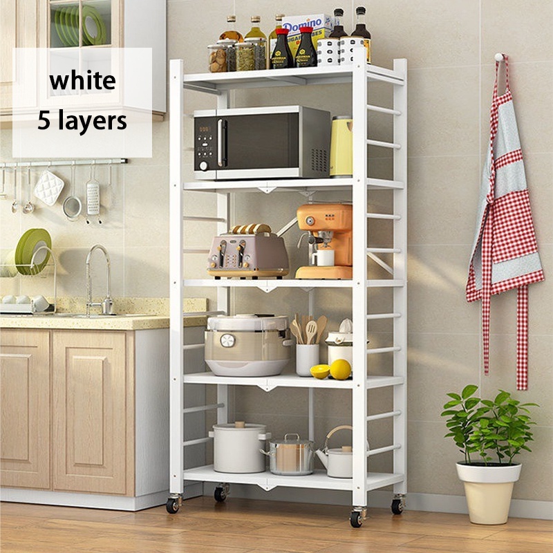 Storage Rack Installation-Free Metal Kitchen Storage shelf Foldable ...