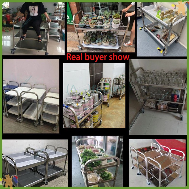 Stainless steel trolley with wheels food trolleyThickened Food Truck ...
