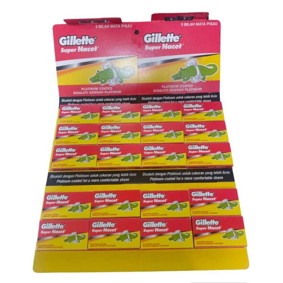 NEW Gillte Super Nacet Stainless Double Edge Razor Blades(20 Units ...