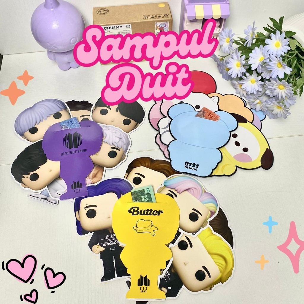 [ 7 pcs/set ] BTS BT21 Tinytan Bangtan OT7 Kpop Merch Sampul Duit Raya 2024 Proof Butter Money ...