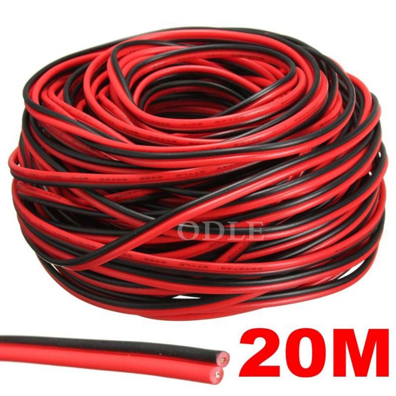 20 meters Electrical Wire Tinned Copper 2 Pin AWG 22 insulated PVC Extension LED Strip Cable Red ...