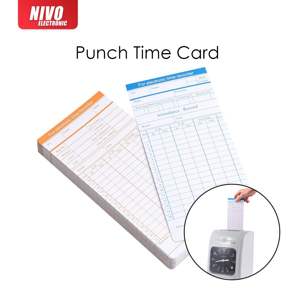 Time Clock Punch Card Attendance Card Worker Card 100pcs PUNCH CARD ...
