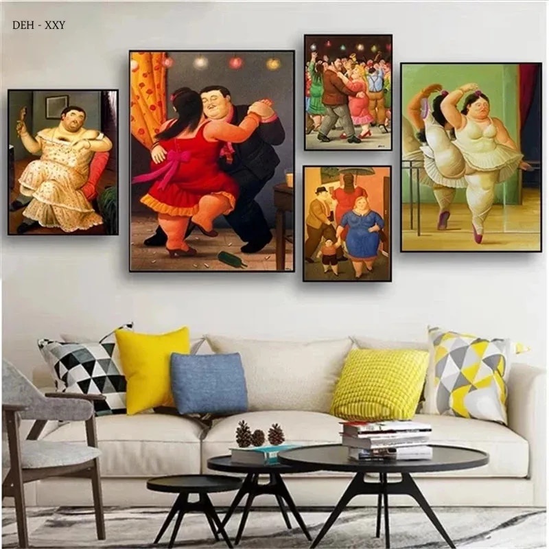 Fernando Botero Canvas Paintings Couple Dancing Posters Modern Wall Art ...