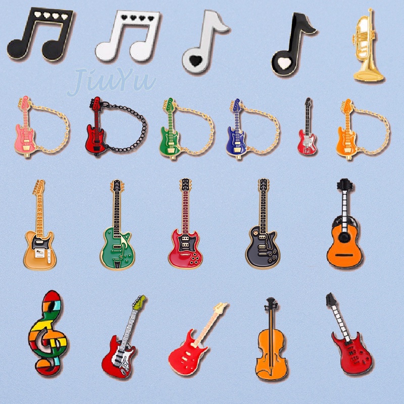 Musical Instrument Enamel Pins Guitar Violin Brooch Hiphop Music ...