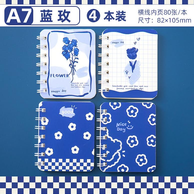 NOTE BOOK SMALL MEMO MOTIF A7 SPIRAL contains 80 sheets CUTE NOTEBOOK ...