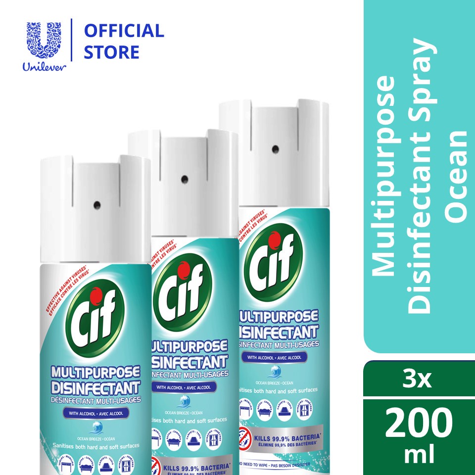 (Pack of 3) Cif Multipurpose Disinfectant Spray Ocean 200ml | Shopee ...