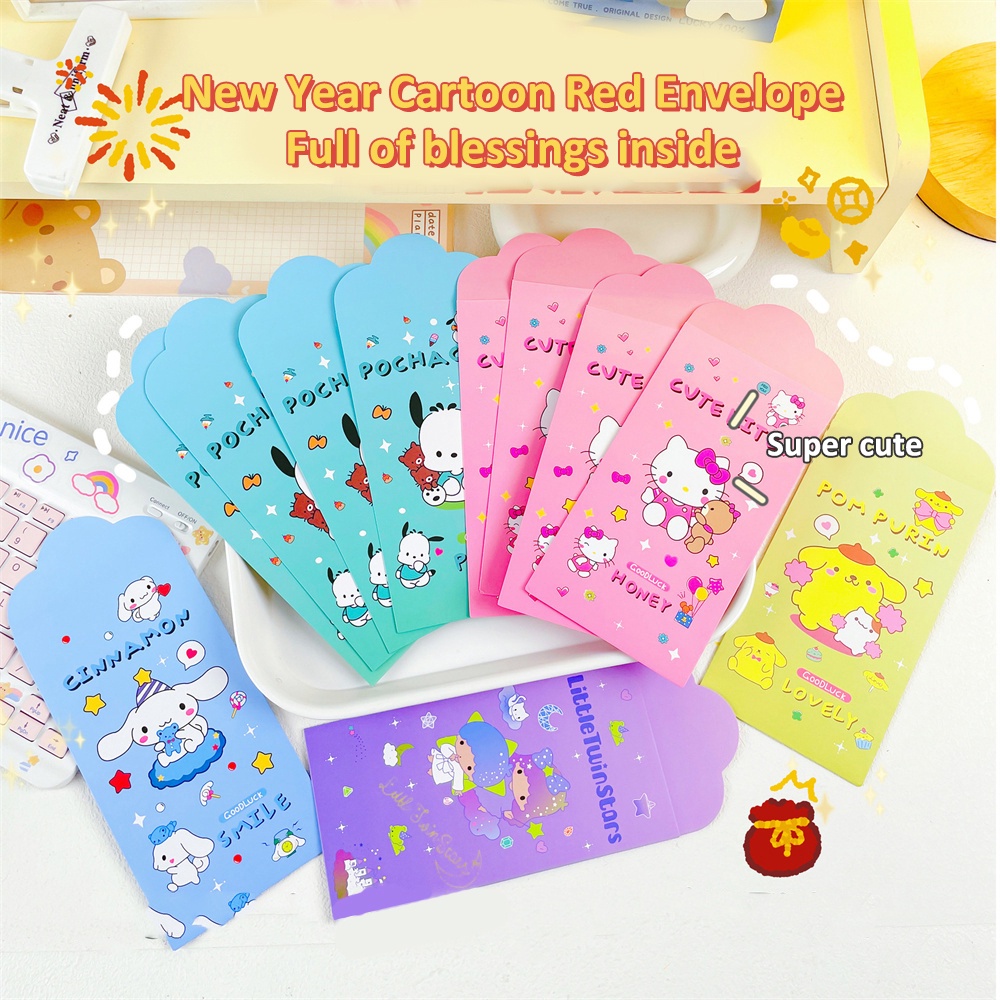 ⚡Eleagant 4pcs/pack Cartoon Sanrio Red Envelope Kawaii Kuromi ...
