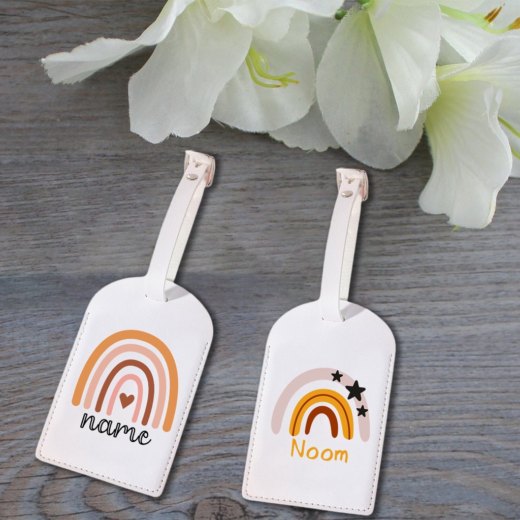 Personalised Monogram Luggage Tag Rabinbow with Name Leather for ...