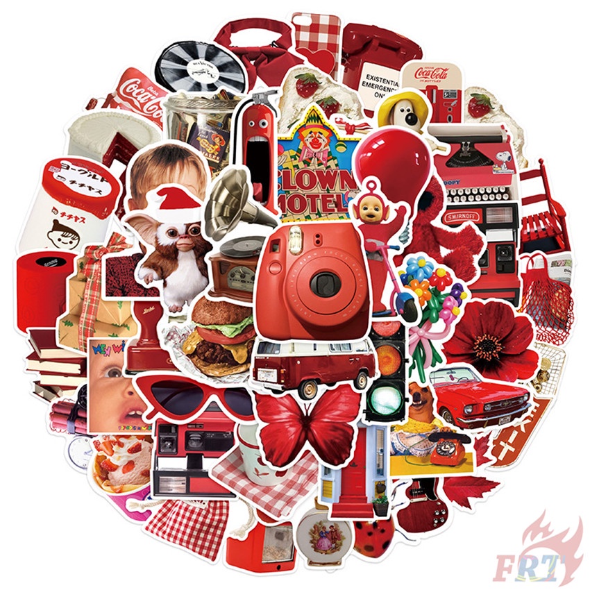 50Pcs/Set IKEA . Red Art Series 01 Stickers Waterproof DIY Fashion ...