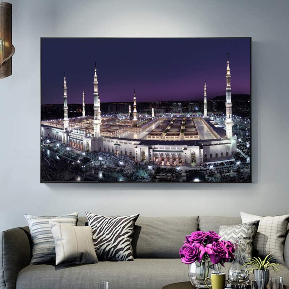 Decorative Paintings Mecca Holy Land Night Landscape Posters Realistic ...