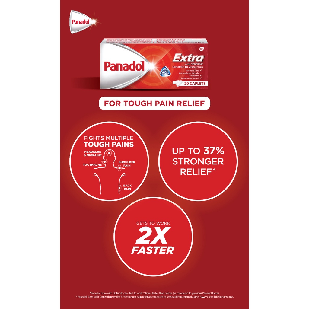 PANADOL Extra with Optizorb, Paracetamol for Strong & Tough Pain Relief ...