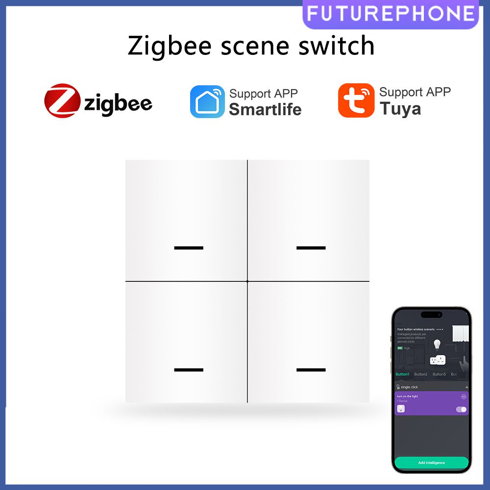 Tuya Zigbee Smart Switch 4 Gang 12 Scene Switch Push Button Controller Automation Scenario ...