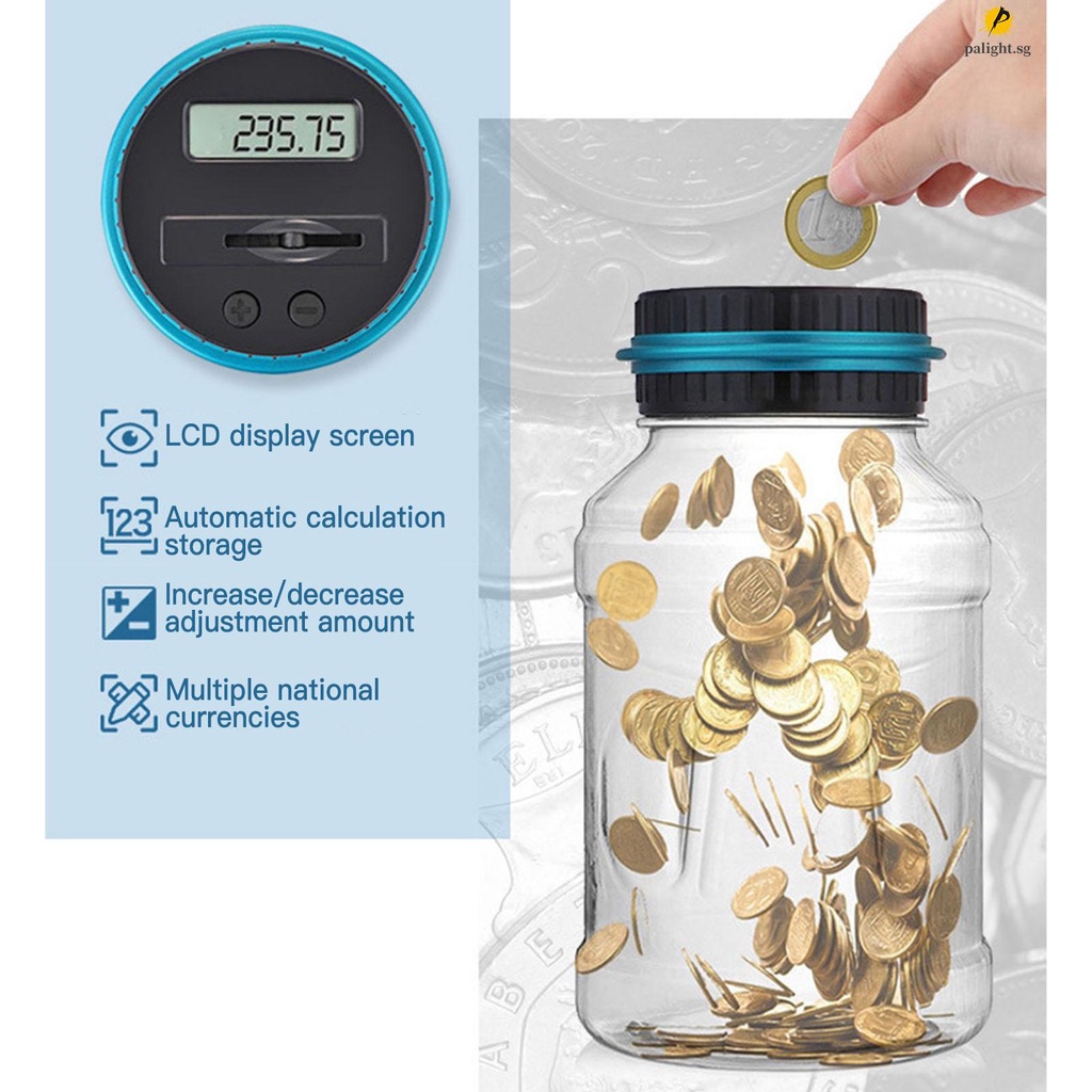 Electronic Counting Coin Bank Viewable Large Capacity Dollars Pounds ...