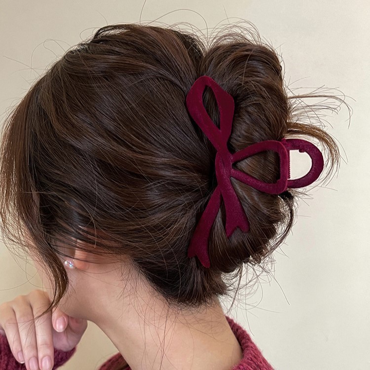 Streamer Velvet Hair Clip Back Head Autumn Winter Grab Clip All-Match ...