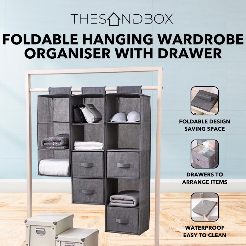 Foldable Hanging Organizer - Wardrobe Storage Rack with Drawer Option ...