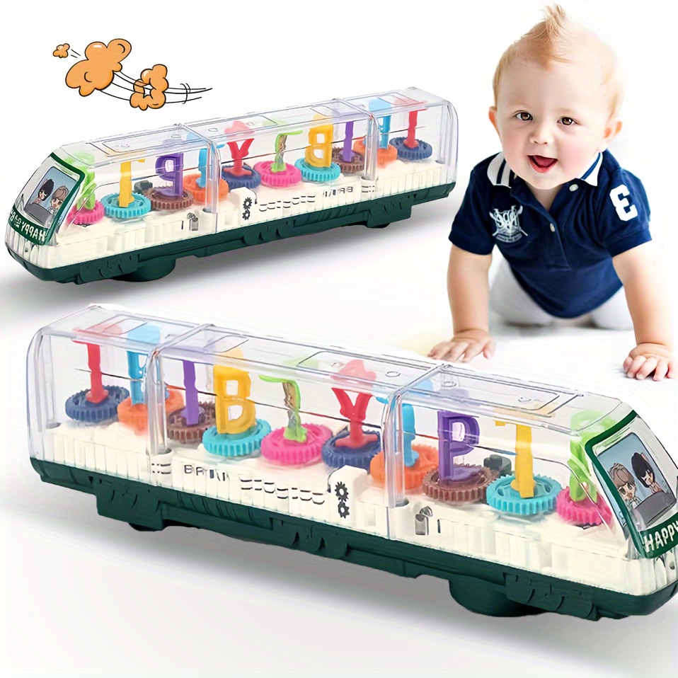 Glowing Transparent Train Toy for Kids/Crash and Move Electric Train ...