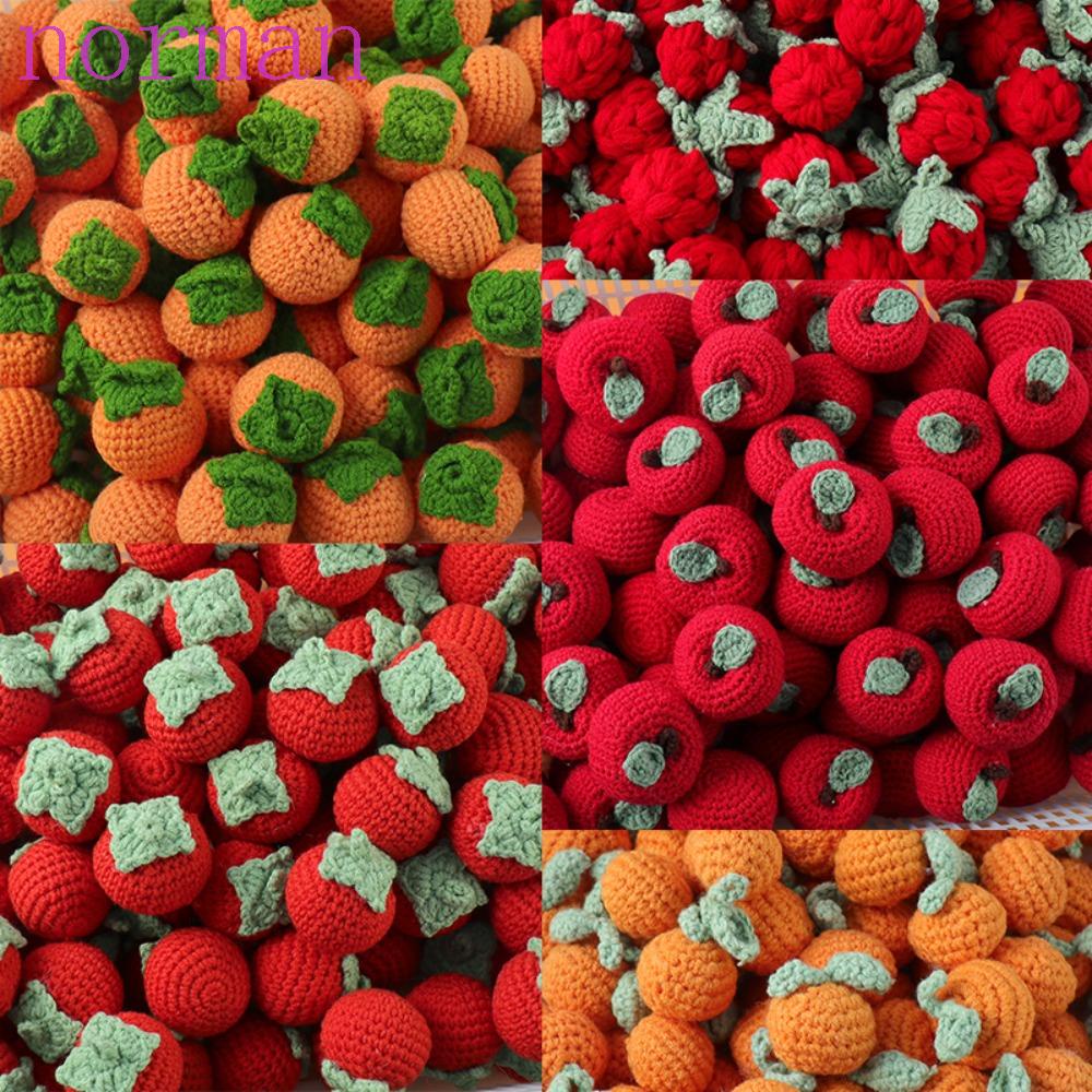 NORMAN Knitted Strawberry Fruits, Sunflower Orange Wool Cute Fruit ...