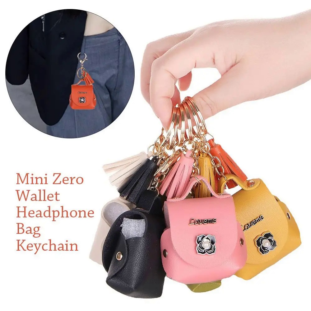 Portable Cute Soft PU Leather Keychain Coin Wallet Unisex Mini Coin ...