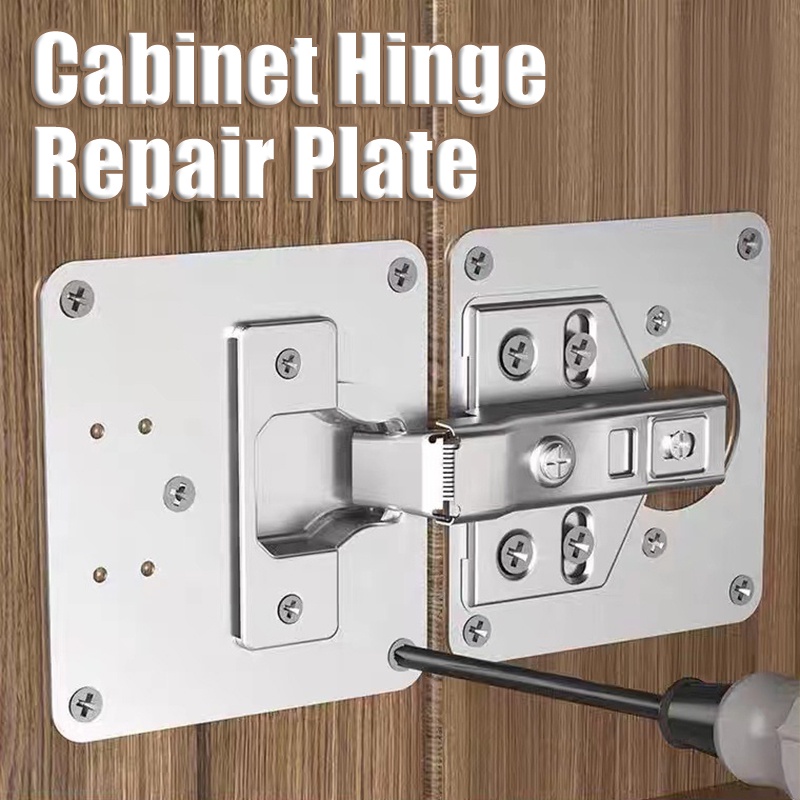 New 5Pcs Cabinet Hinge Repair Plate Kit Kitchen Cupboard Door Hinge ...