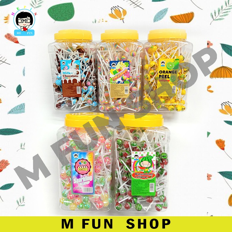 Hepin +/- 200Pcs Lollipop Mini Lollipop Mixed Design Perisa Buah (±3g x 200Pcs) | Shopee Singapore