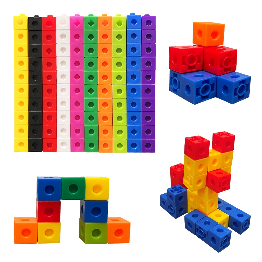 Math Linking Cubes Set Of 100 Math Cubes Manipulative Connecting And Counting Snap Blocks For