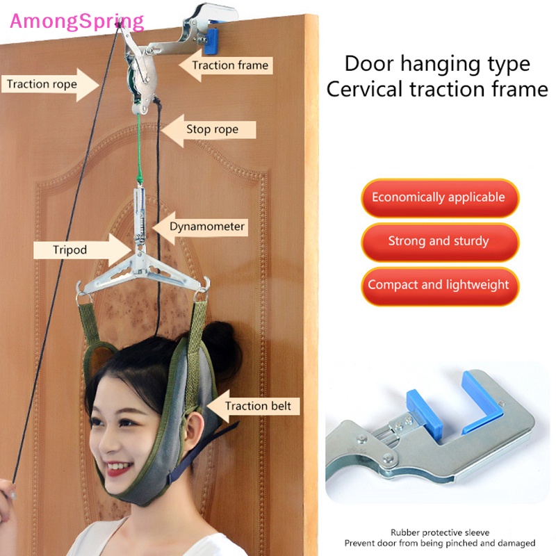 AmongSpring Cervical Traction Over Door Neck Massager Device Kit ...