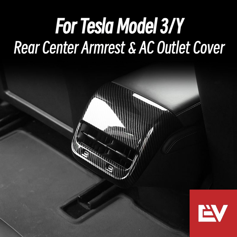 For Tesla Model 3/Y Center Armrest & AC Outlet Cover Bright & Matte ...