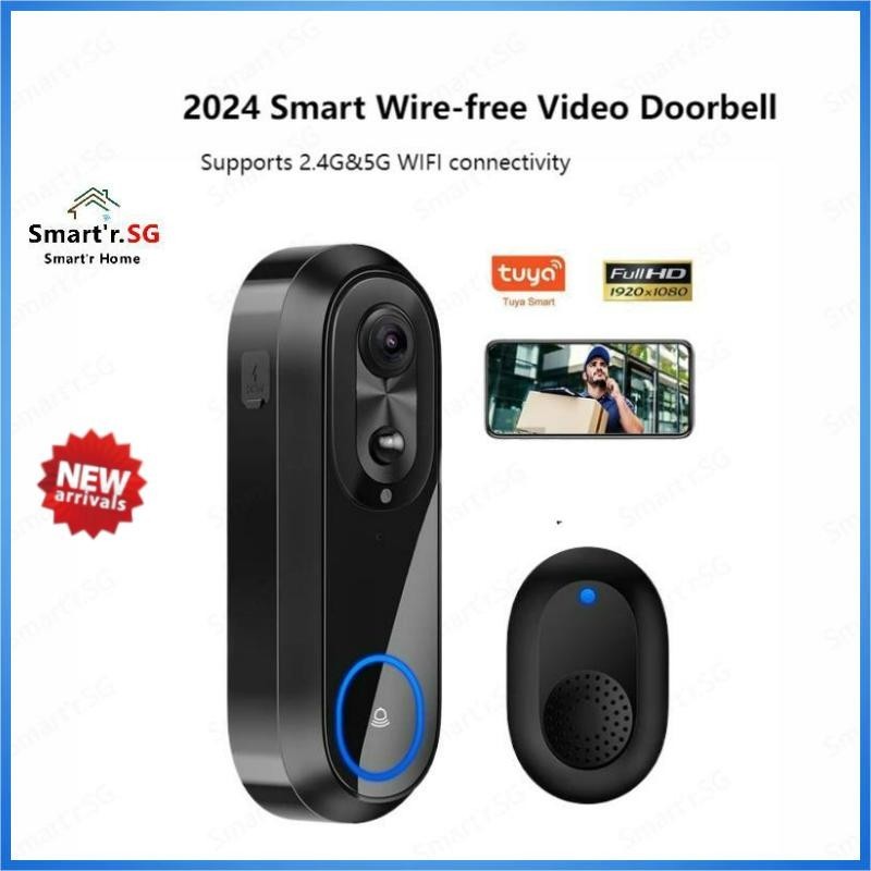 2024 New Tuya Smart 5G wifi Video Doorbell Punch Free 1080PHD Night ...