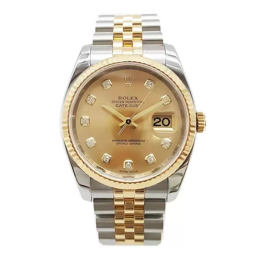 Rolex Rolex Log Type 18K Gold Champagne Dial Diamond Automatic ...