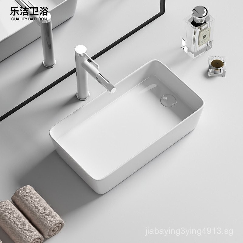 Lejie Ceramic Side Drain Above Counter Basin Home Use Heightened and ...