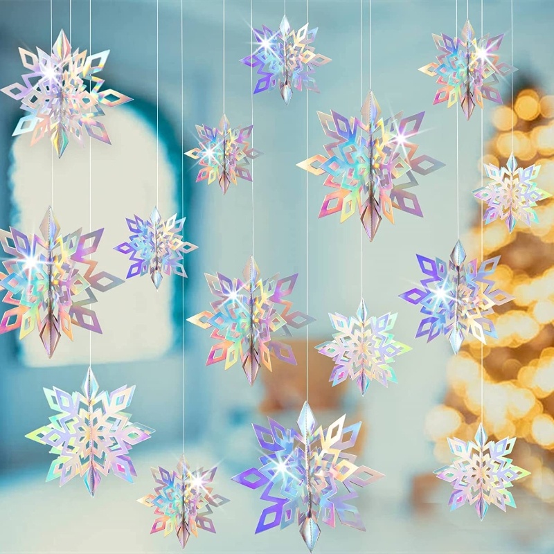 Laser Paper Snowflakes String 3D Paperboard Snowflake Pendant Hanging ...