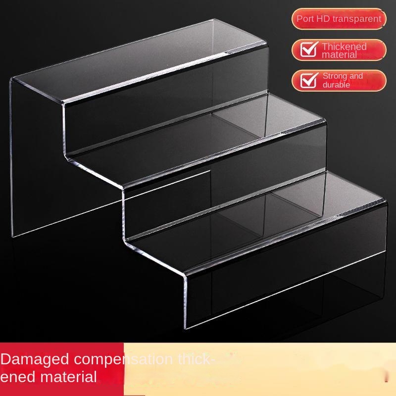 Acrylic staircase display rack, three-layer trapezoidal storage rack ...