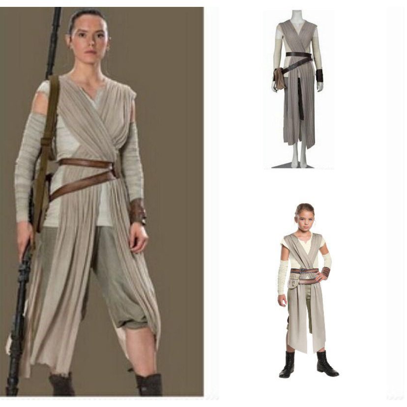 Movie Adult and Child Star Wars The Force Awakens Rey Cosplay Suit With ...