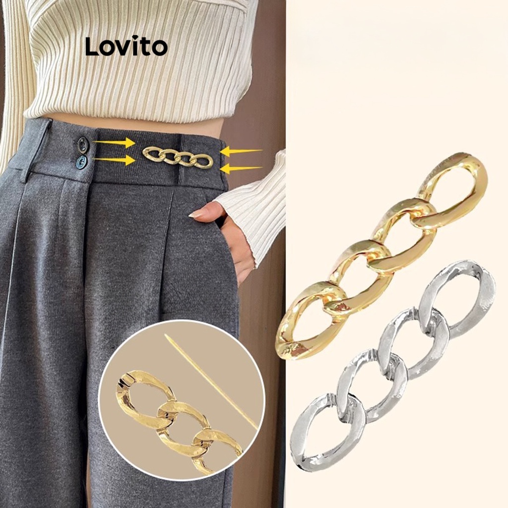 Lovito Casual Plain Metal Chain Brooches for Women LFA08283 (Gold ...