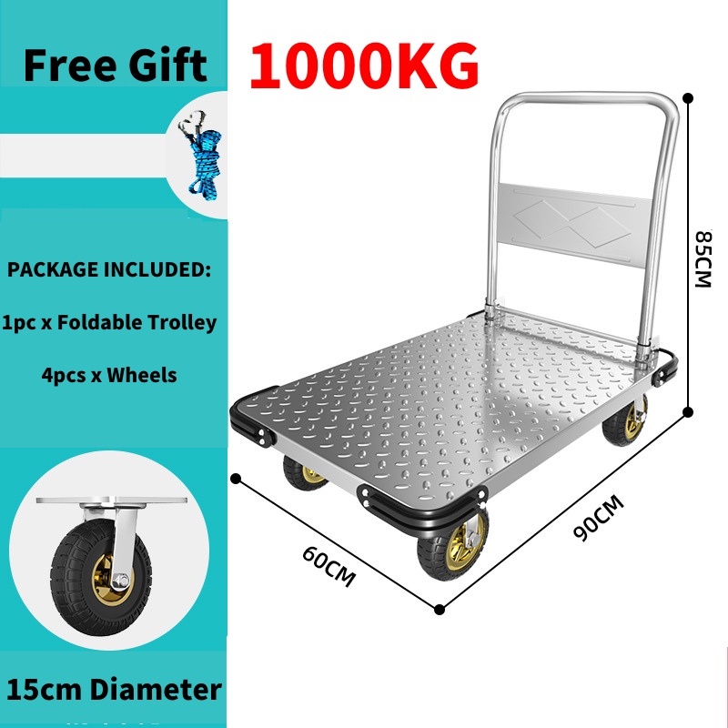 NEWTrolley Hand Truck Foldable Platform Trolley Capacity 500KG/1000KG Push Cart Multifunctional ...