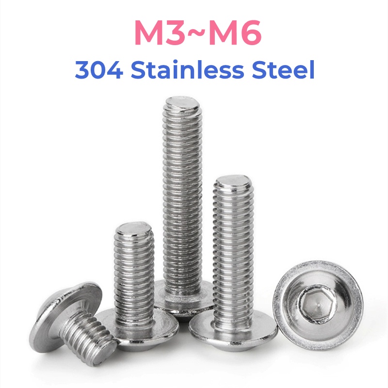 304 Stainless Steel Hexagon Socket Button Head Screws With Collar M3 M4 ...