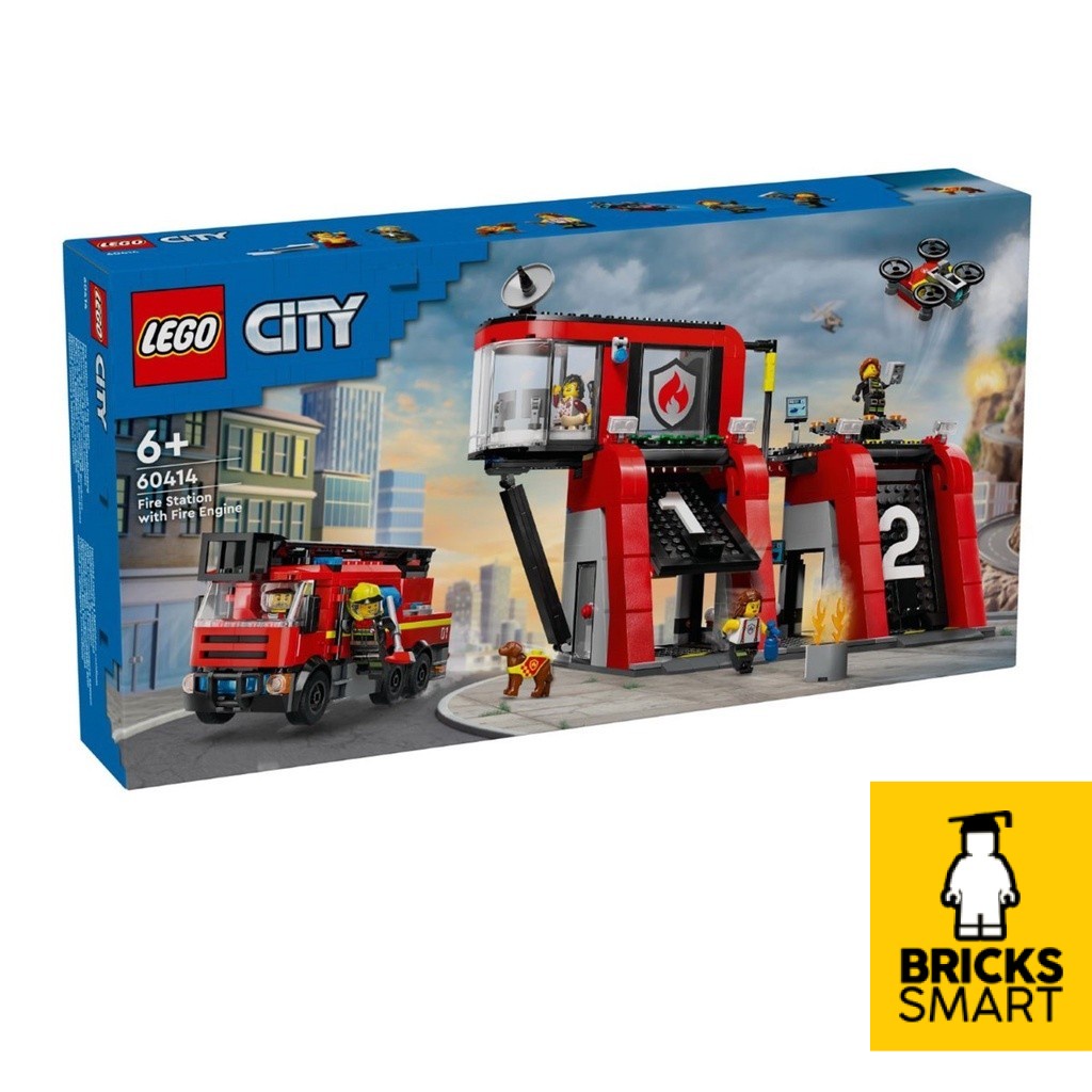 LEGO 60414 City Fire Station with Fire Truck Building Toy Set (843 ...
