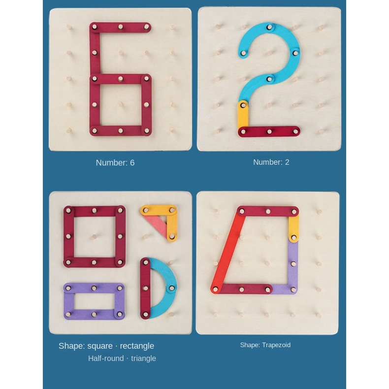 Letter Number Construction Wooden Puzzle Educational Blocks Pegboard ...