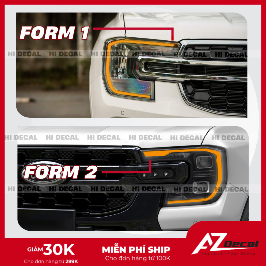 Ford Ranger, Ford Everest 2022 - 2025 light Decal, durable waterproof ...